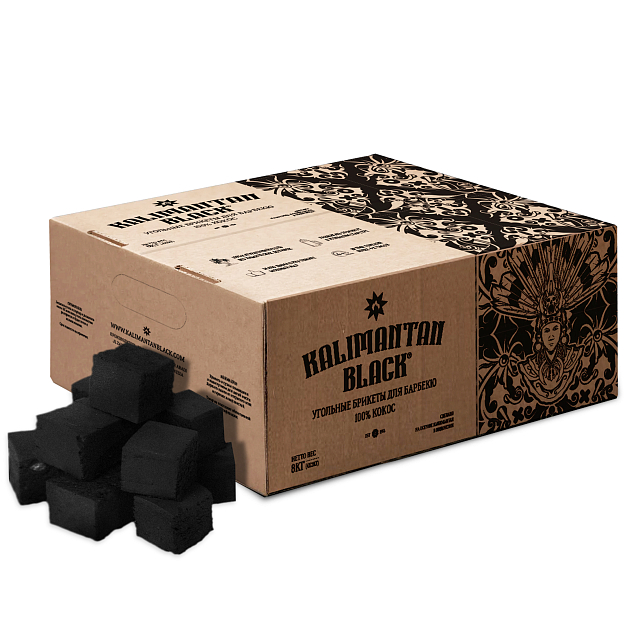 Кокосовый уголь для барбекю Kalimantan black 8кг купить в магазине ...